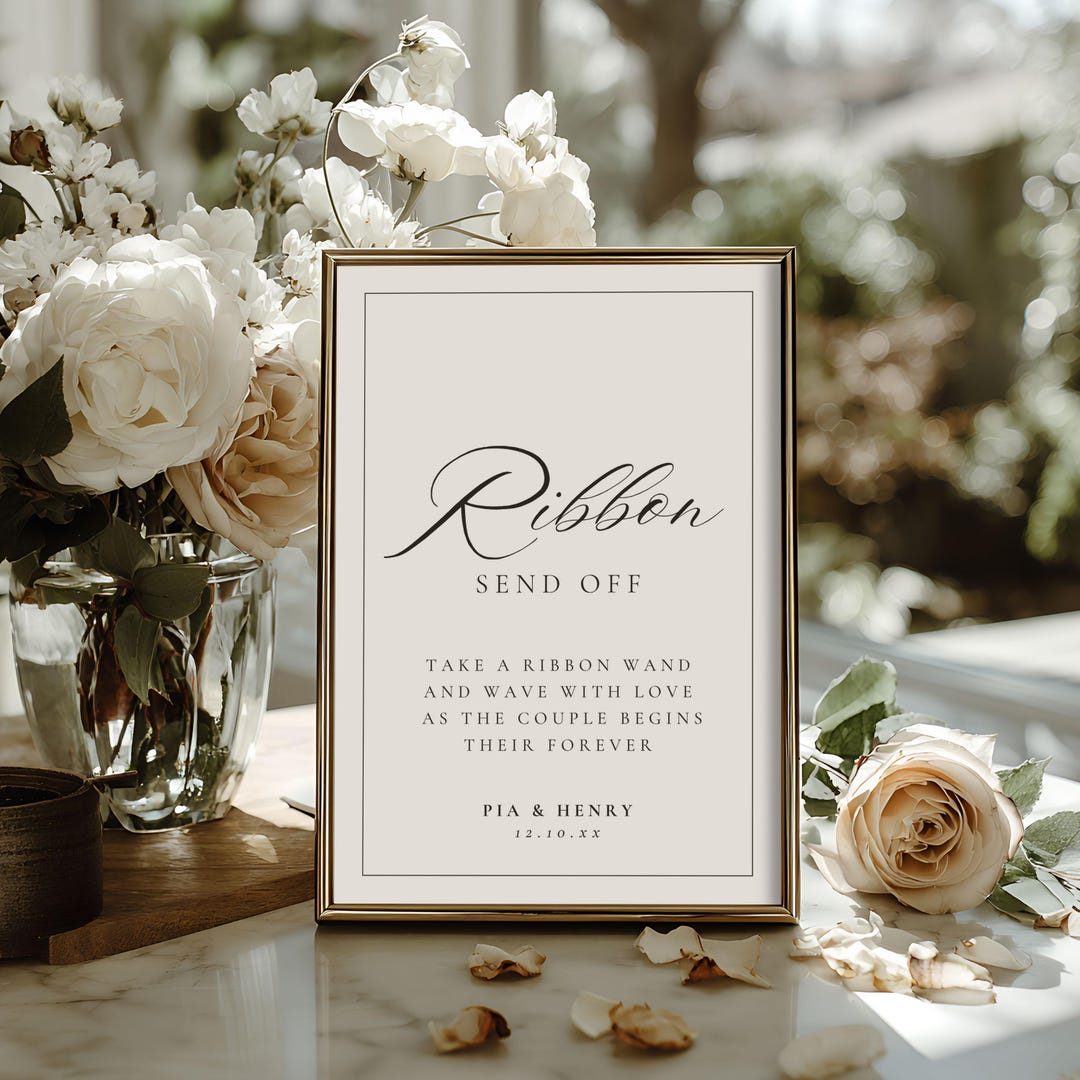 Ribbon Send off Sign Template, Modern Wedding Ribbon Wand Sign ...