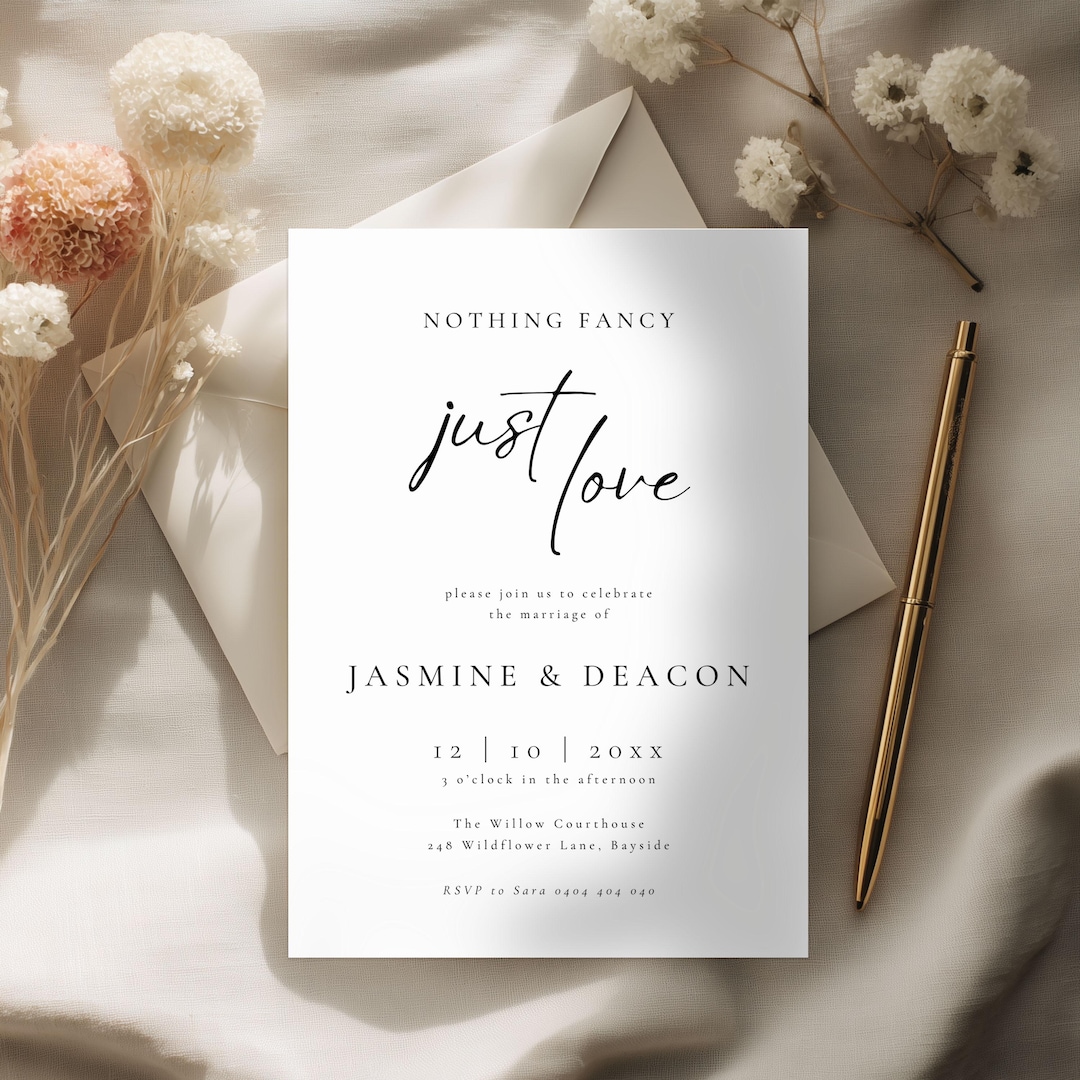 Courthouse Wedding Invitation Template, Minimalist Elopement ...