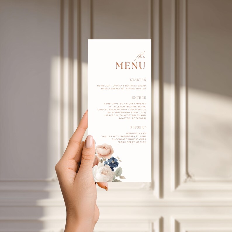 Burnt Orange Wedding Menu Template | Floral Terracotta Dinner Menu Card ...