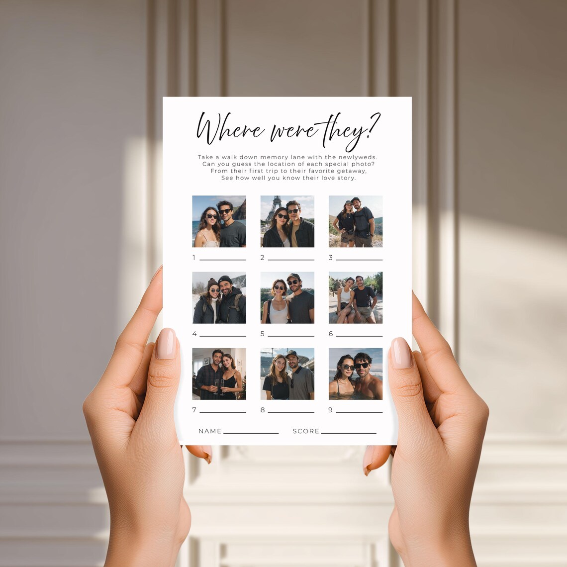 Where Were They Bridal Shower Game Printable, Travel Photo Matching ...