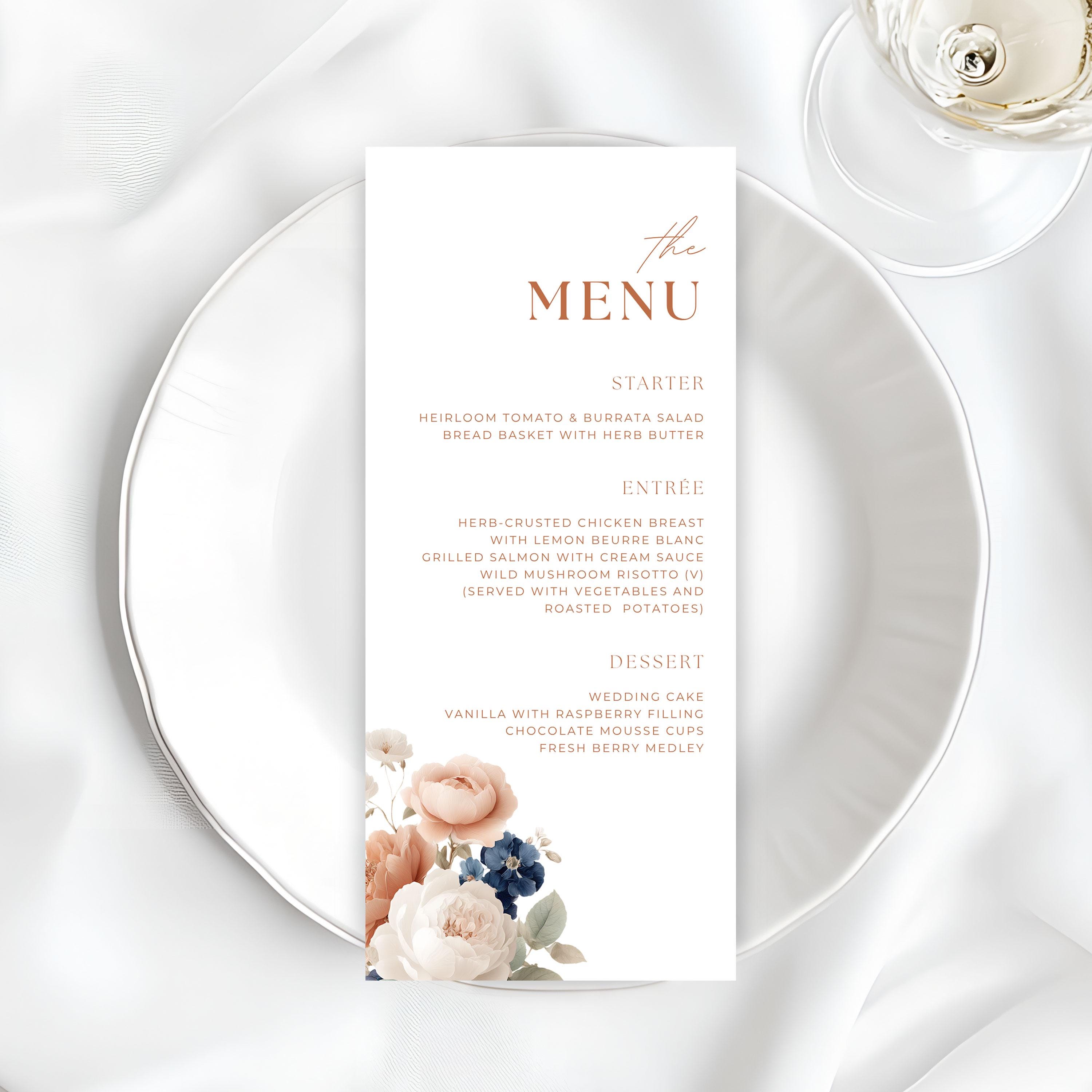 Burnt Orange Wedding Menu Template | Floral Terracotta Dinner Menu Card ...