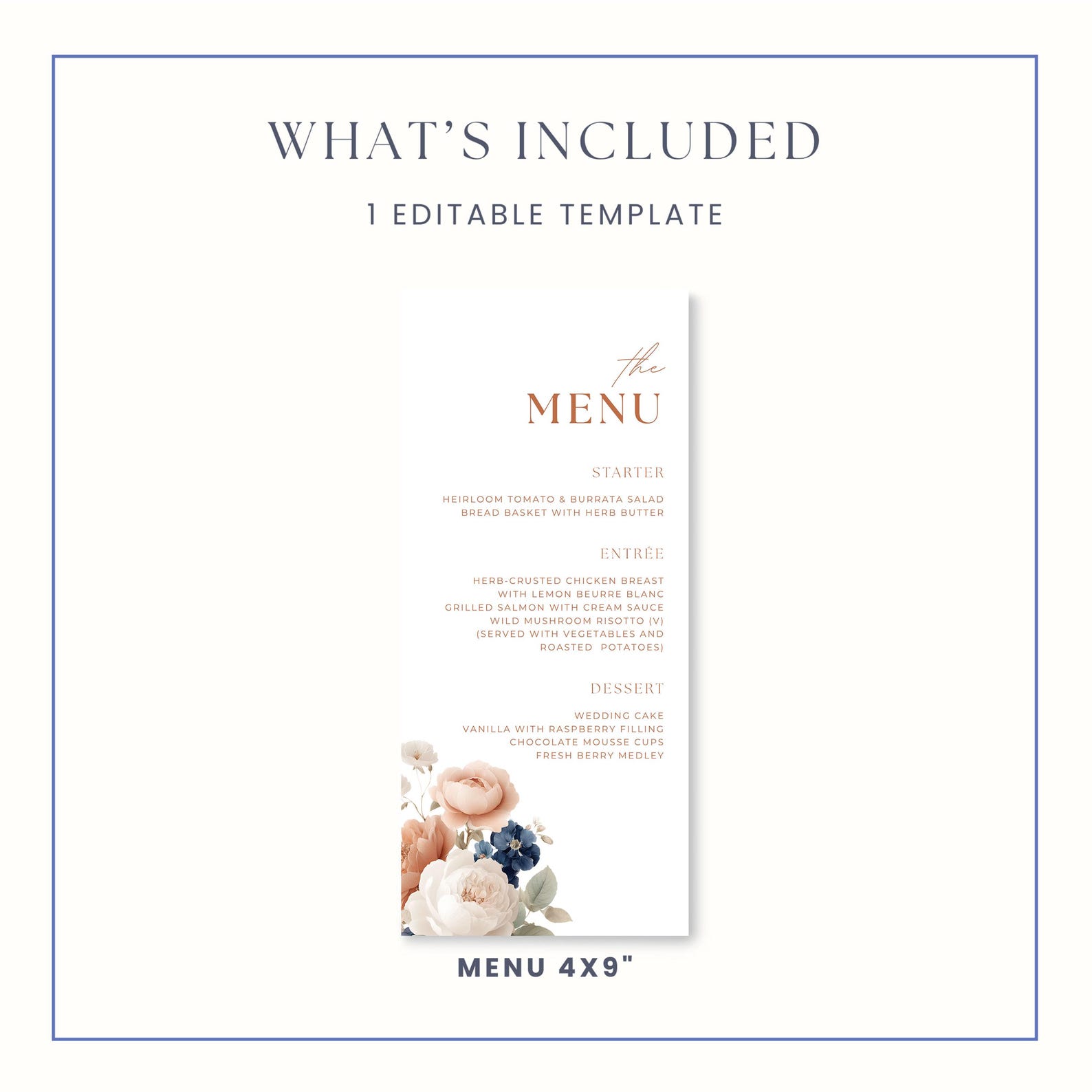 Burnt Orange Wedding Menu Template | Floral Terracotta Dinner Menu Card ...