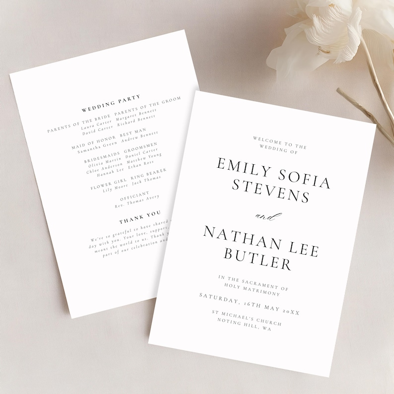 Catholic Wedding Program Template, Folded Mass Ceremony Program ...