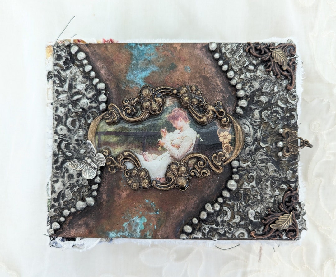 Metal Junk Journal, Soldered Book, Victorian Woman Diary, Cottage Chic ...