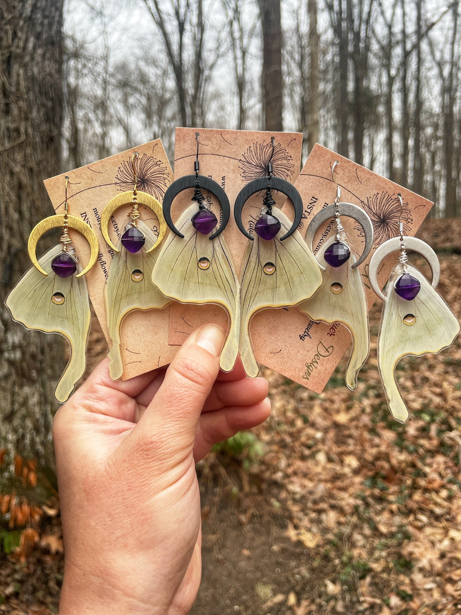 Luna Moth Earrings Real Butterfly Wings Fairy Wings Gold - Etsy