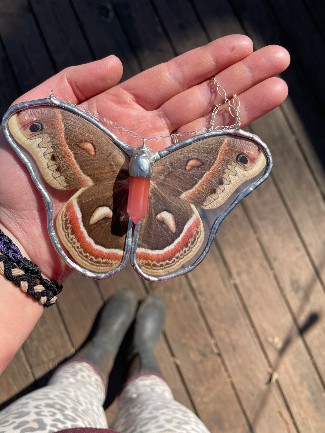 Cecropia Moth Glass Necklace Real Butterfly Wings Cherry - Etsy