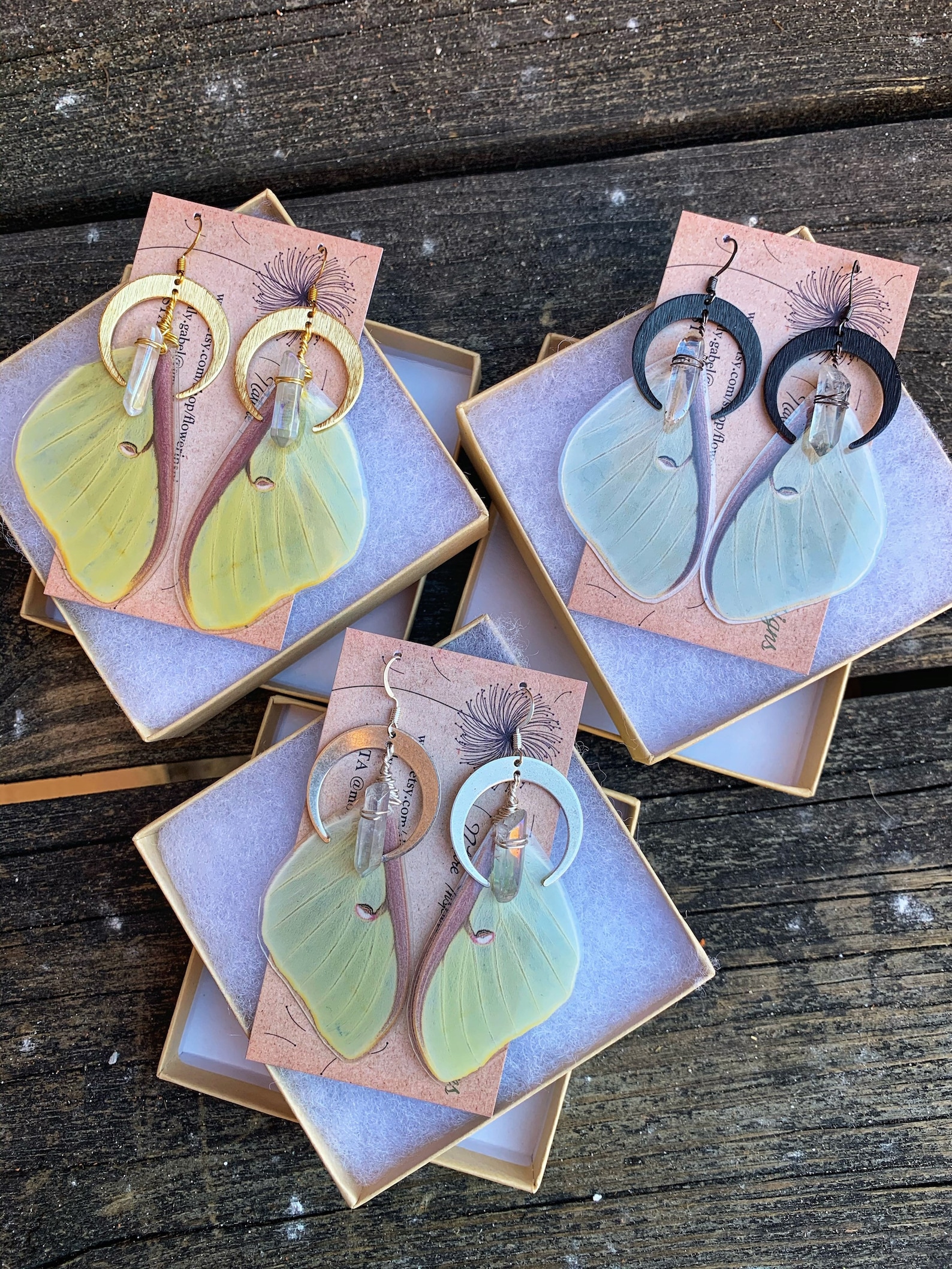 Luna Moth Earrings Real Butterfly Wing Earrings Gold - Etsy