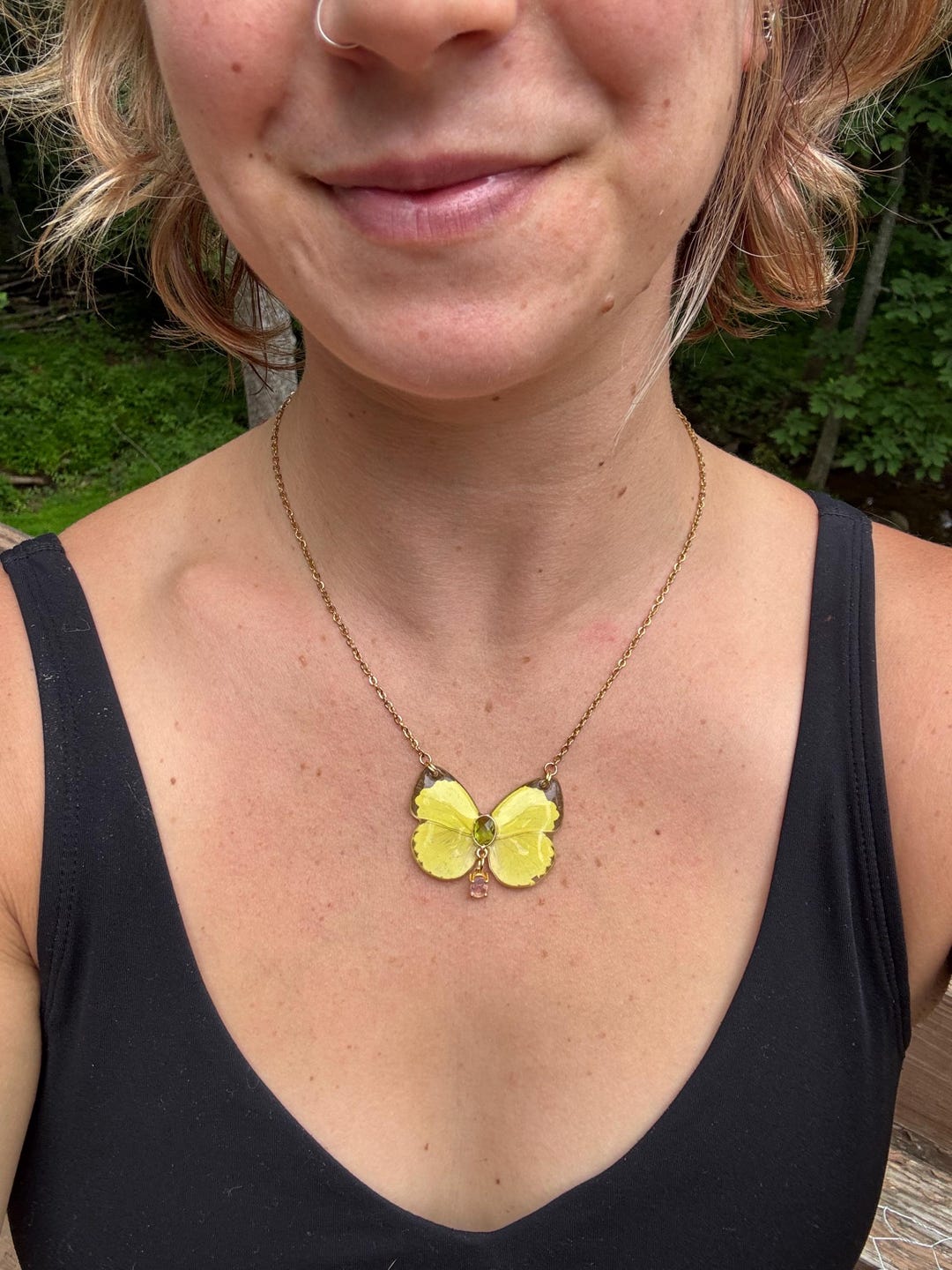 Real Butterfly Wing Necklace, YELLOW SULPHUR, Insect Wings, Resin ...