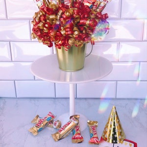Twix Candy Bouquet gold and Red Birthday Thank You I - Etsy