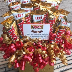 Twix Candy Bouquet Gold and Red Birthday Thank you I | Etsy