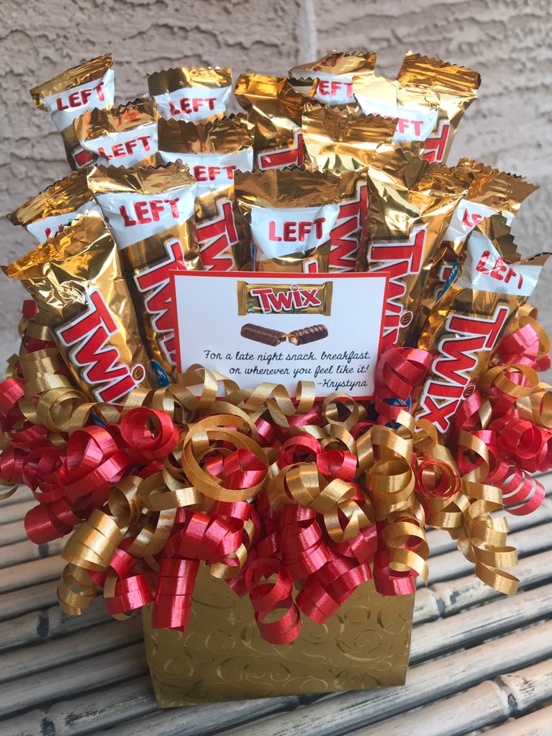 Twix Candy Bouquet Gold and Red Birthday Thank you I | Etsy