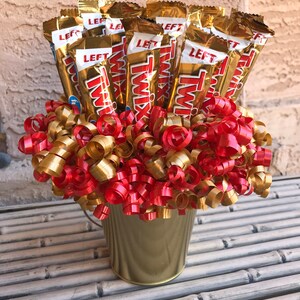 Twix Candy Bouquet Gold and Red Birthday Thank you I | Etsy