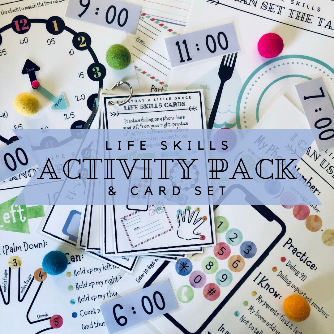 Life Skills Activity Pack, Printable Preschool Bundle, Learn Phone ...