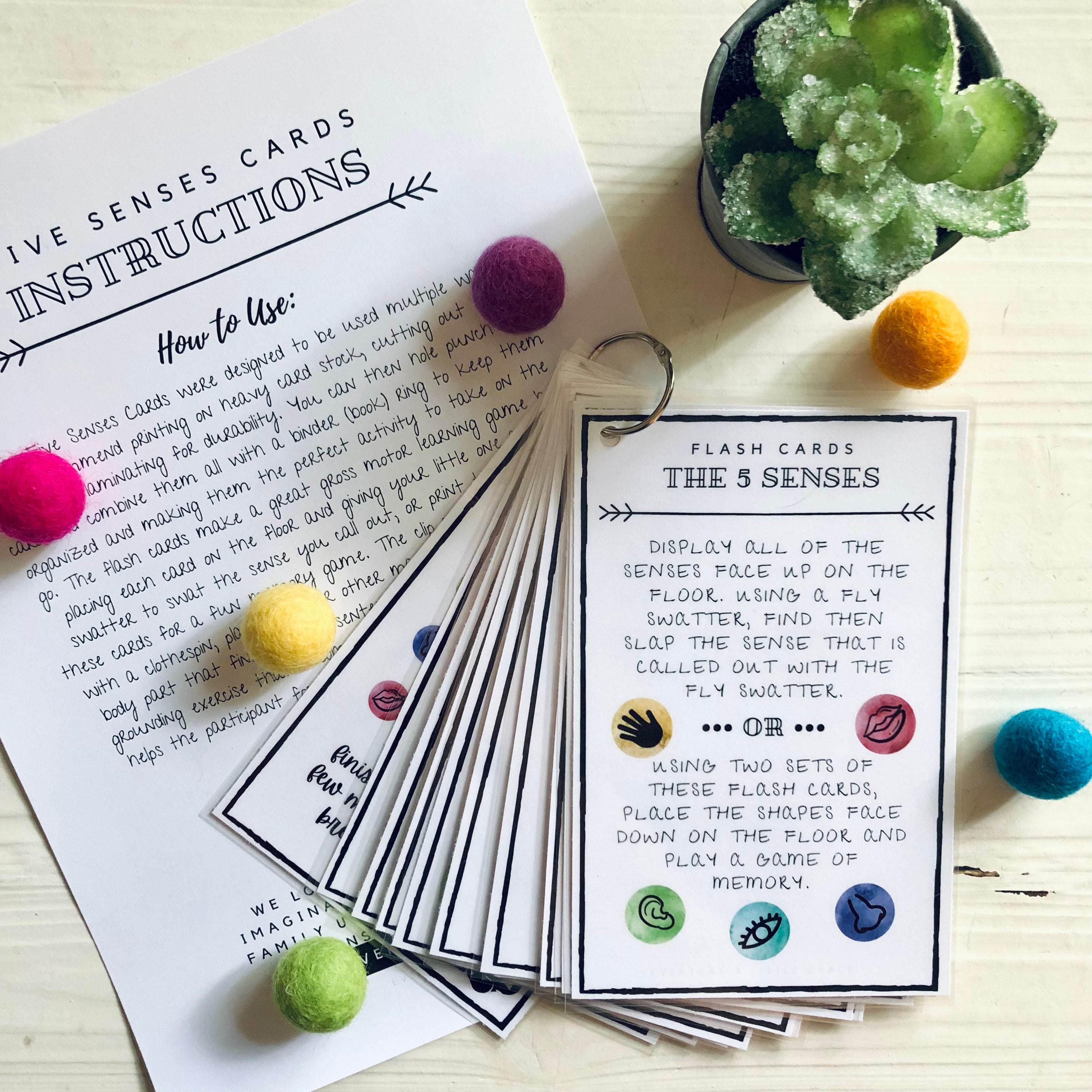 Five Senses Flash Cards: Preschool Learning Activity (digital Download ...
