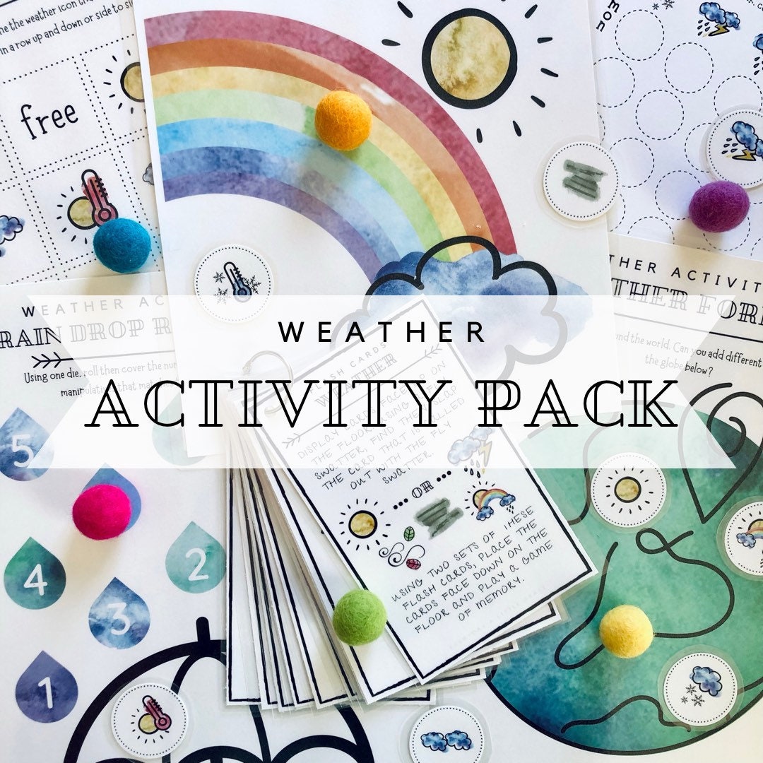 Weather Activity Pack, Weather Flash Cards, Play Dough Mat, Weather ...