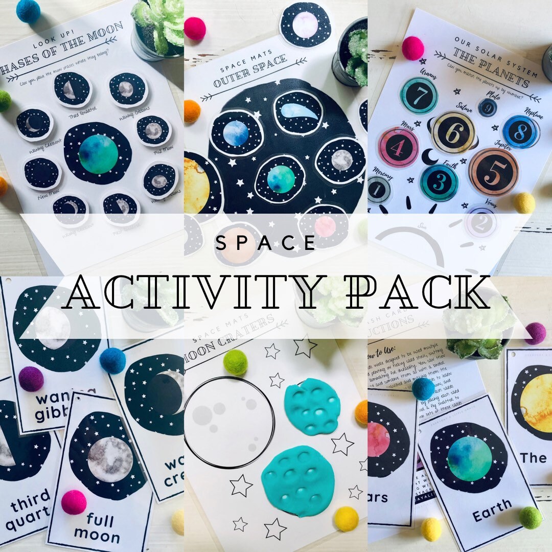 Space Activity Pack Space Flash Cards Phases of the Moon - Etsy