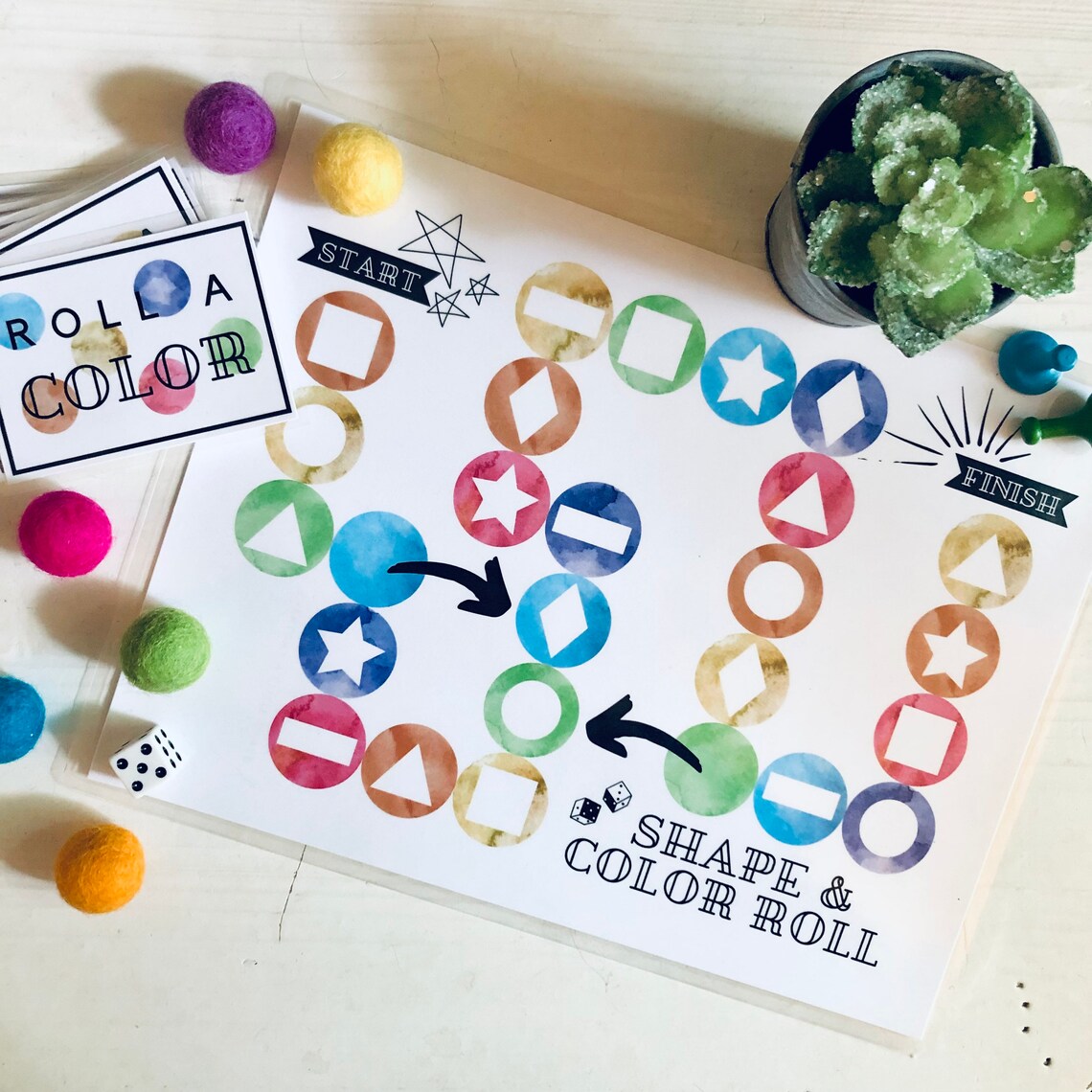 Preschool Board Game, Learning Colors, Learning Shapes, Dice Games ...
