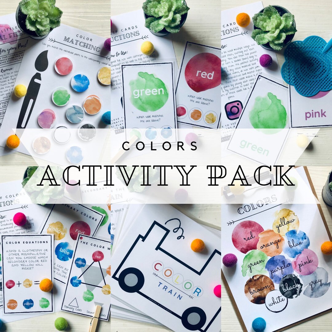 Learning Colors Activity Pack, Color Flashcards, Color Clip Cards ...