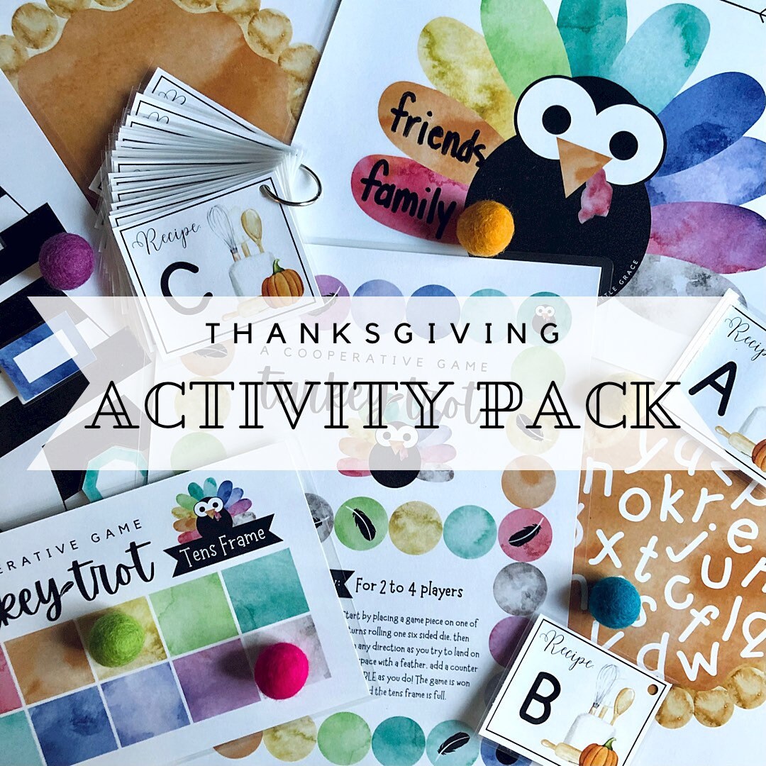 Thanksgiving Activity Pack, Preschool Learning Bundle, Letter Match ...