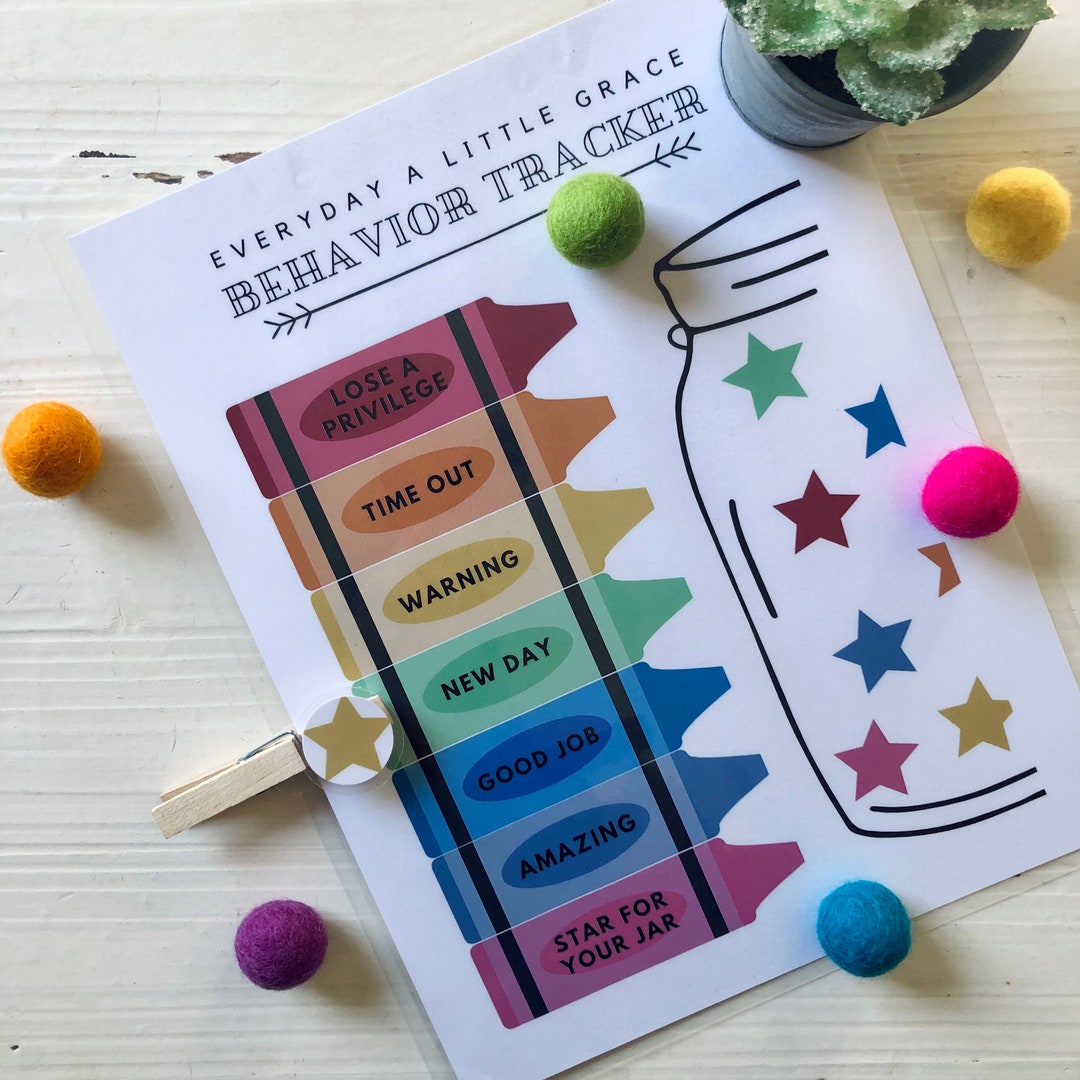 Kids Behavior Chart: Crayon Tracker & Reward Jar (digital Download) - Etsy