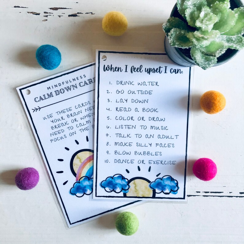 Calm Down Cards Mindfulness for Kids Calm Down Kit - Etsy