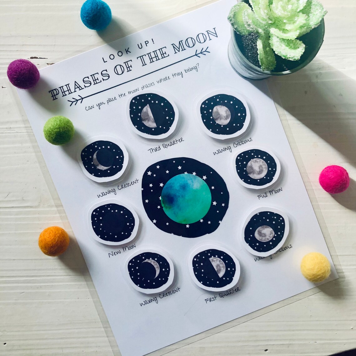 Space Activity Pack Space Flash Cards Phases of the Moon - Etsy