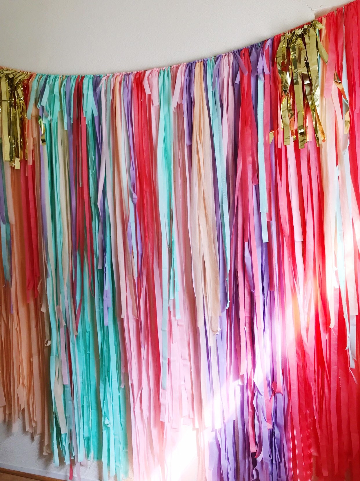 8 Ft X 8 Ft Single Strand Tablecloth Fringe Backdrop Flagtape | Etsy