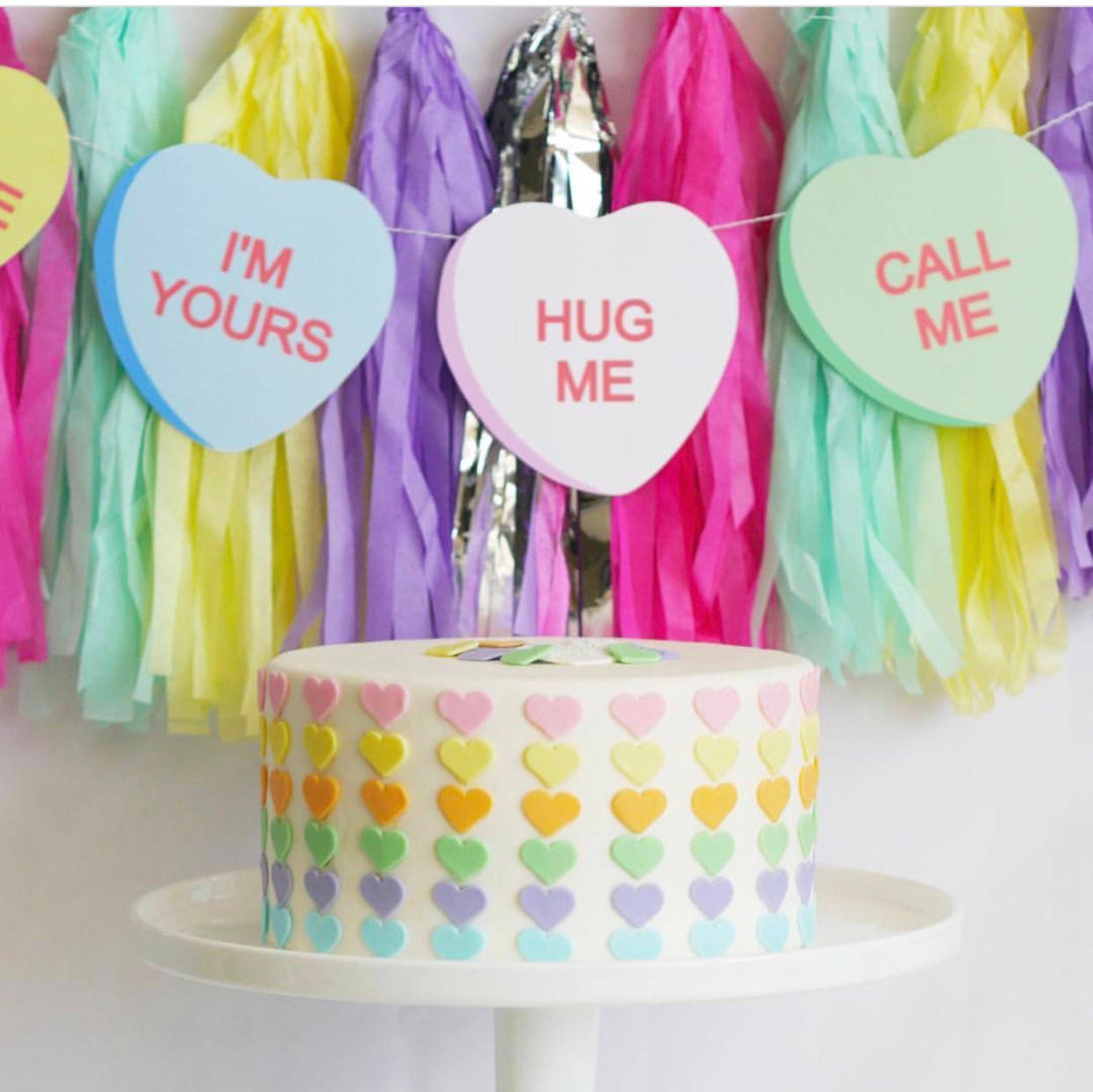 Valentines Day Tissue Banner Birthday Banner Birthday - Etsy