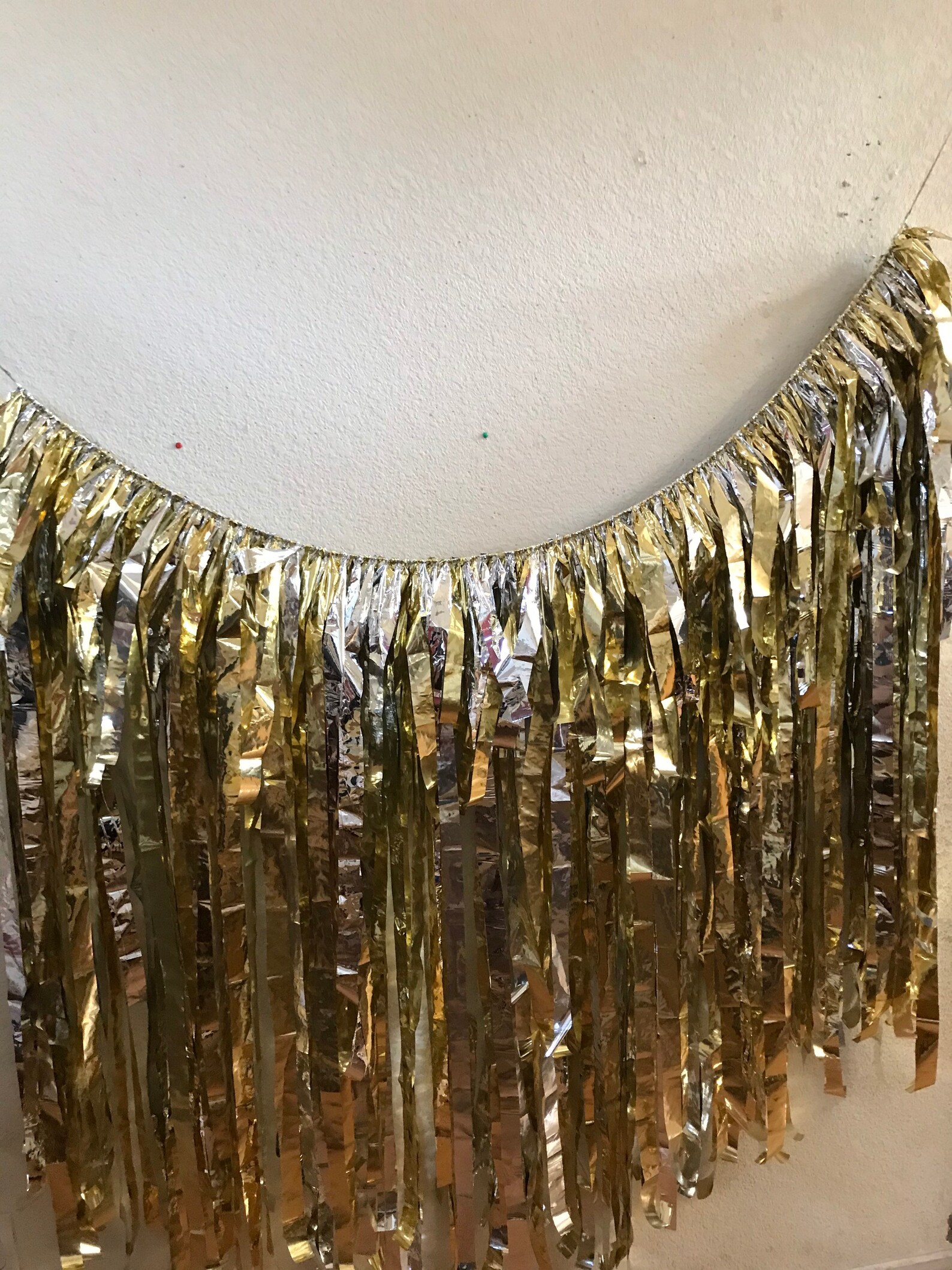 All Mylar Gold and Silver Mylar Fringe Backdrop Party - Etsy