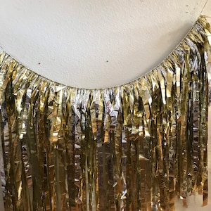 All Mylar Gold and Silver Mylar Fringe Backdrop, Party Backdrop ...