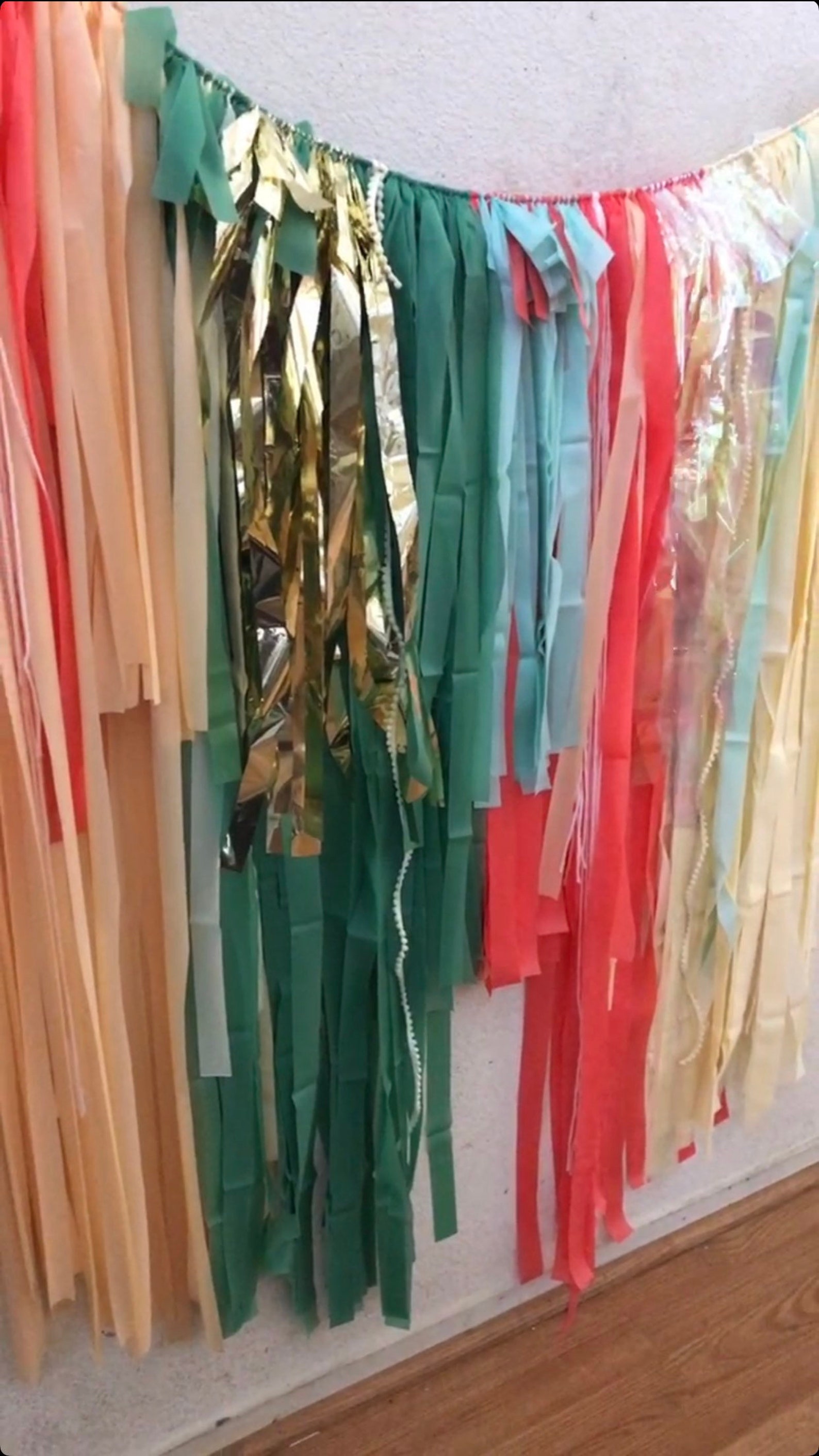 Christmas 4ft X 4ft Plastic Fringe Backdrop With Yarn and Pom - Etsy