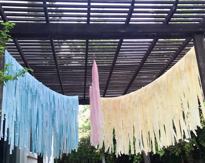 3 Piece Tablecloth Fringe Backdrop, Ceiling Installation, Flagtape ...