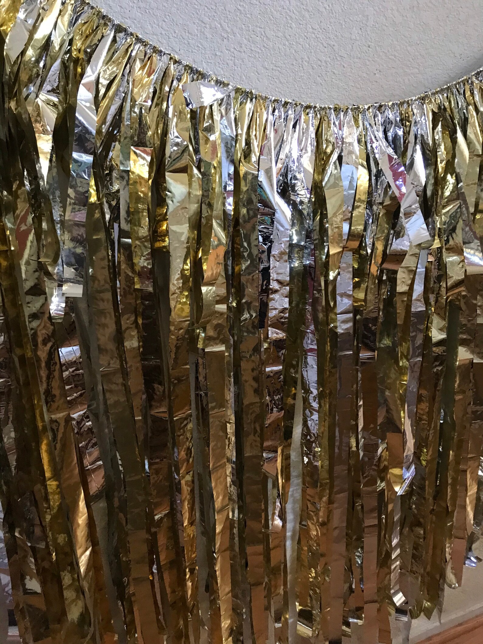 All Mylar Gold and Silver Mylar Fringe Backdrop Party - Etsy