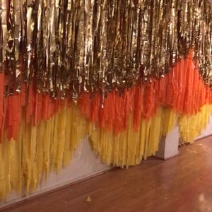 All Mylar Gold and Silver Mylar Fringe Backdrop, Party Backdrop ...