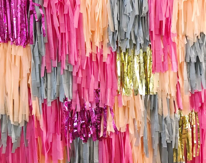 4 Piece 8 Ft Wide Tablecloth Fringe Backdrop Colorblock Fringe Tassel ...