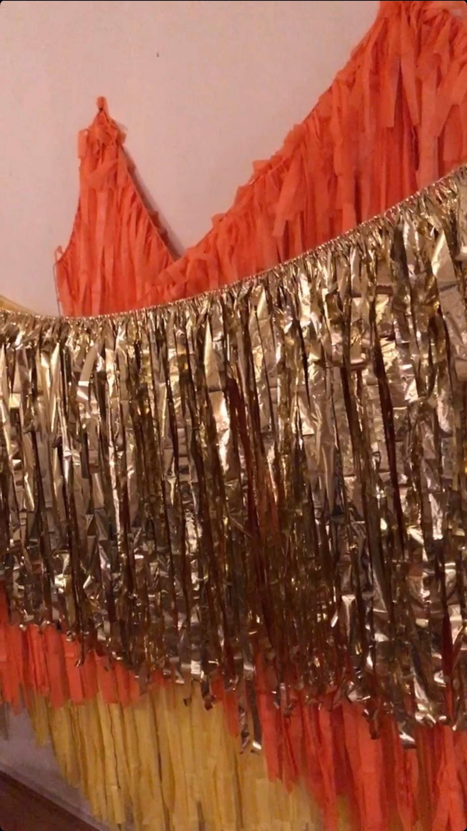 All Mylar Gold and Silver Mylar Fringe Backdrop Party | Etsy