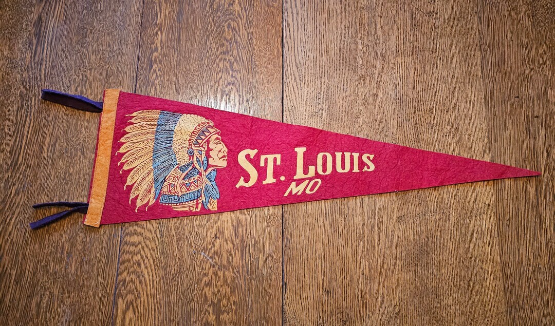 Vintage 1950s St Louis Felt Pennant Native American Indian - Etsy