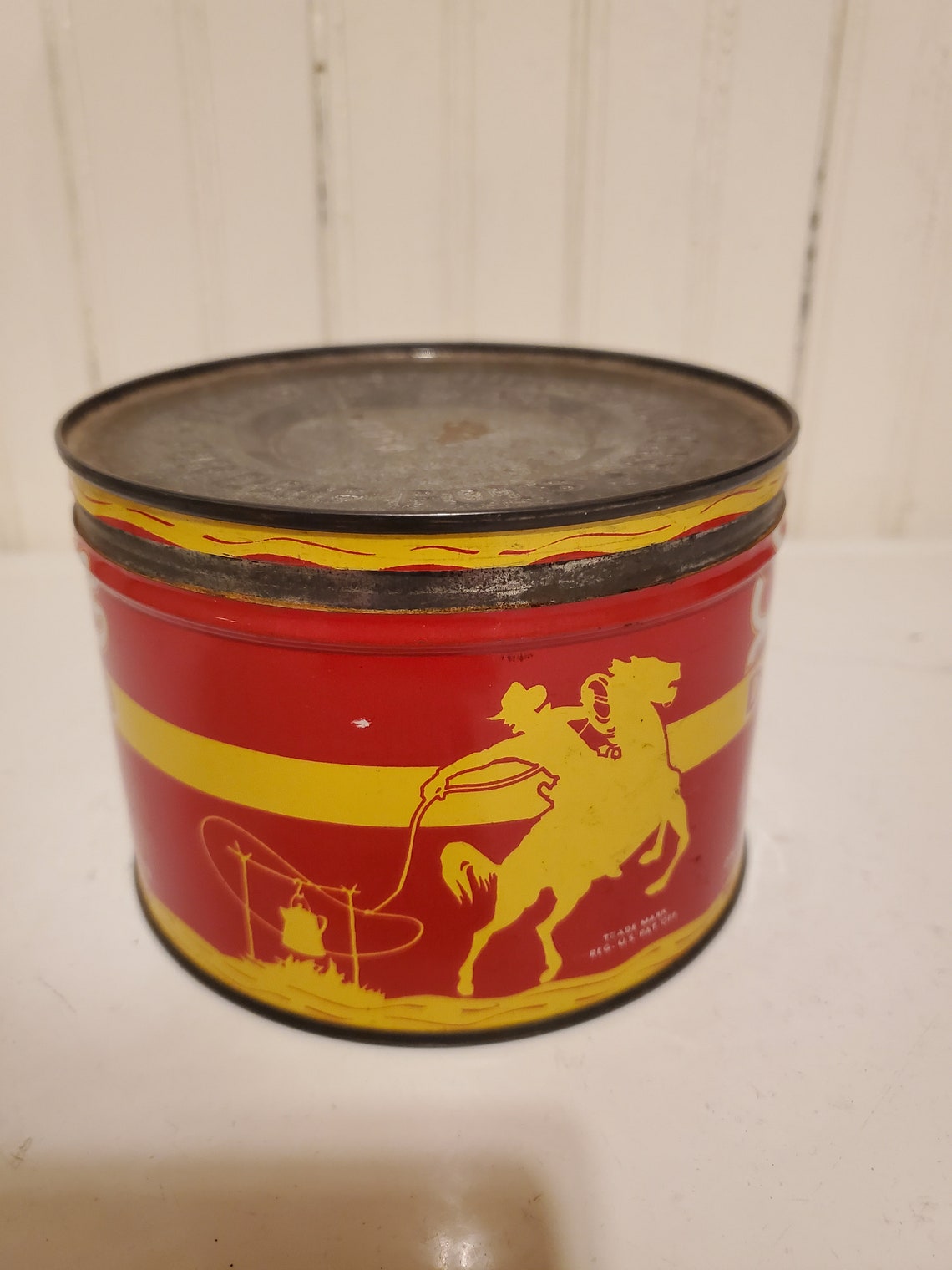 Vintage 1950s Solitaire Coffee Advertising Tin Cowboy | Etsy