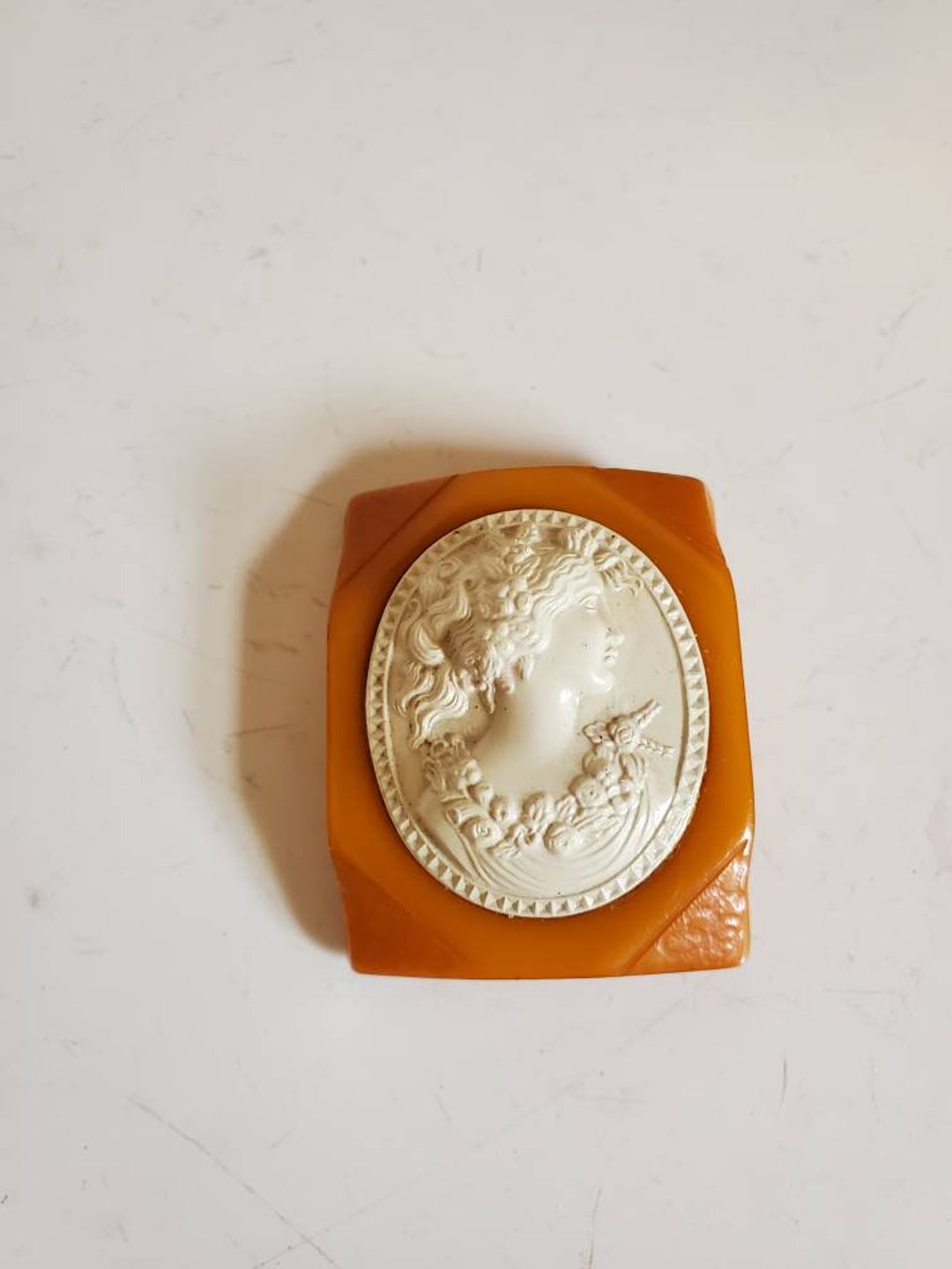 Vintage 1930s Bakelite Celluloid Cameo Brooch Jewelry - Etsy
