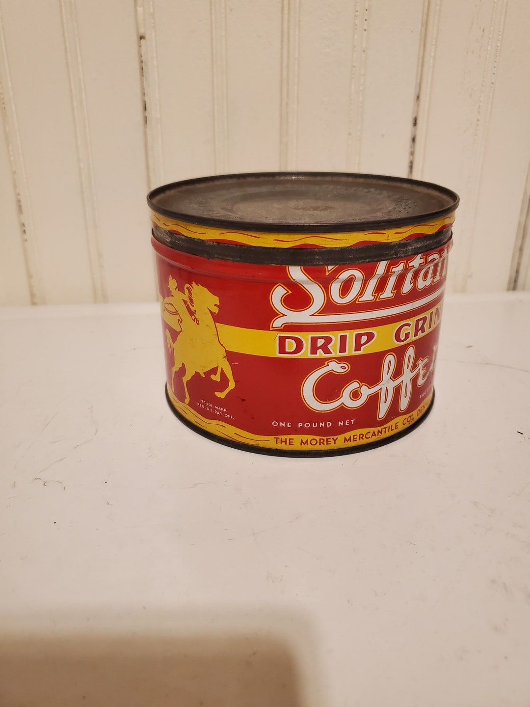 Vintage 1950s Solitaire Coffee Advertising Tin Cowboy - Etsy