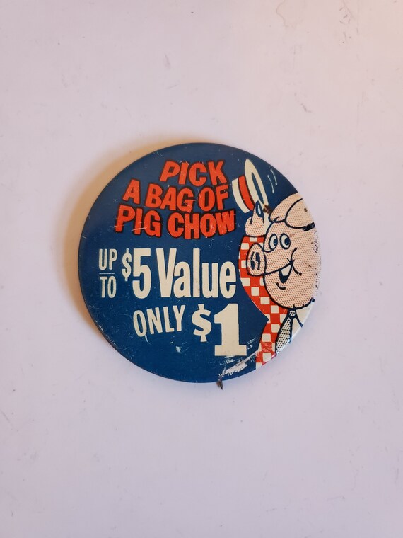 Vintage 1950s Pig Chow Advertising Pinback Button | Etsy
