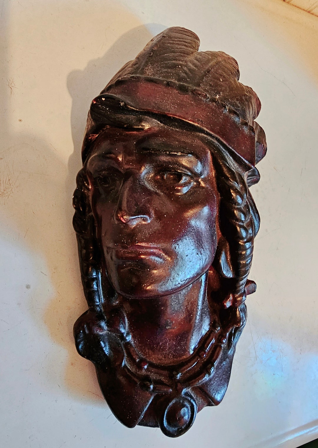 Antique Native American Indian Chalkware Head - Etsy