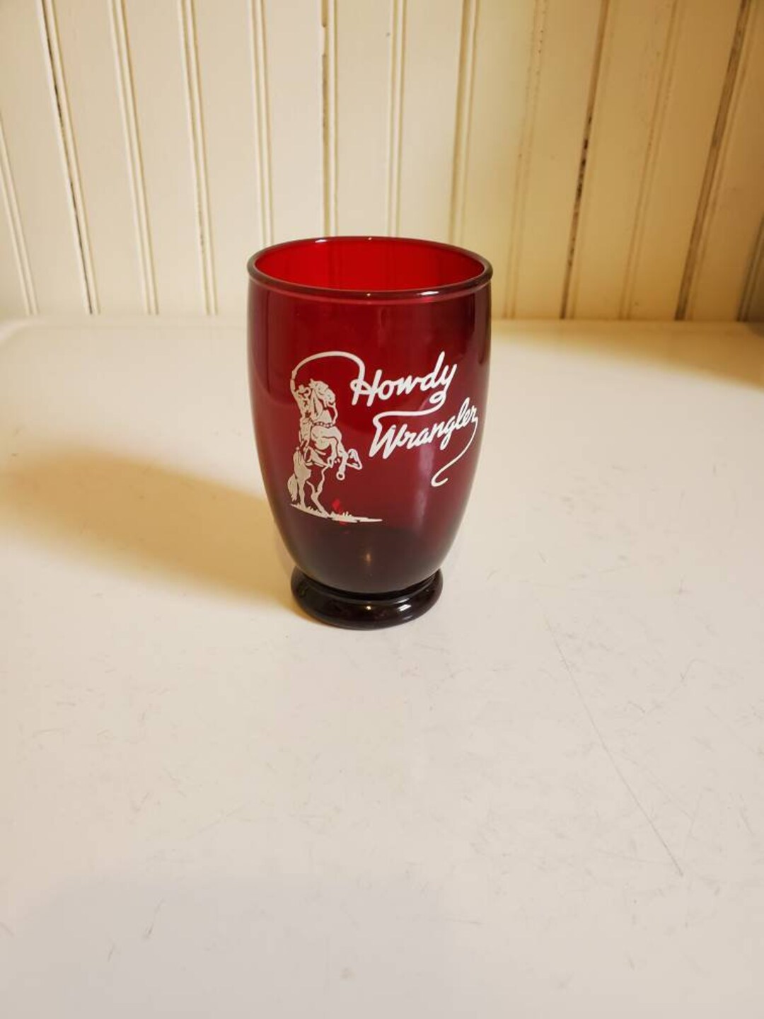 Vintage Howdy Wrangler Cowboy Western Glass - Etsy