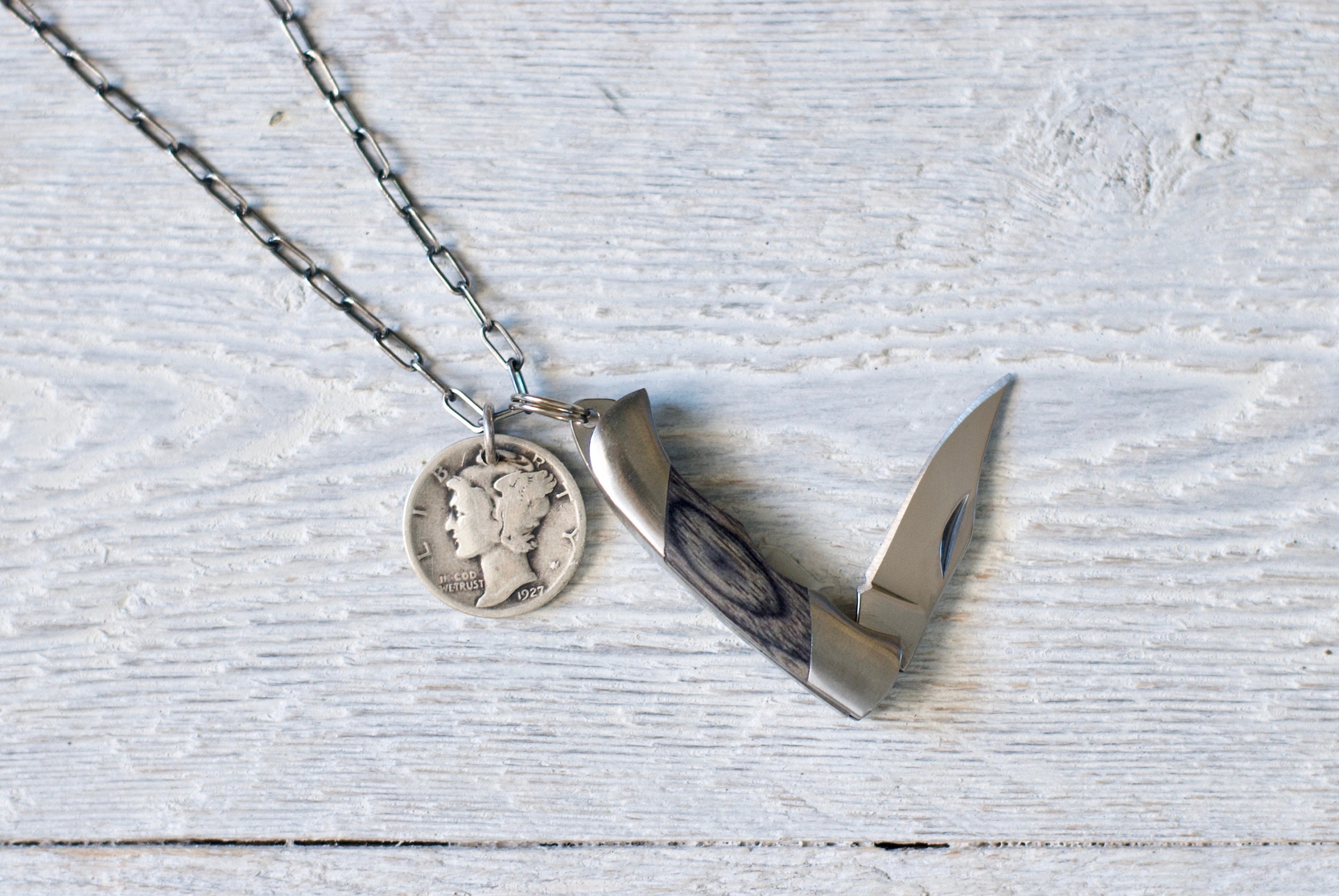 Pocket Knife Necklace » Sterling Silver » Vintage Coin » Men's Necklace ...