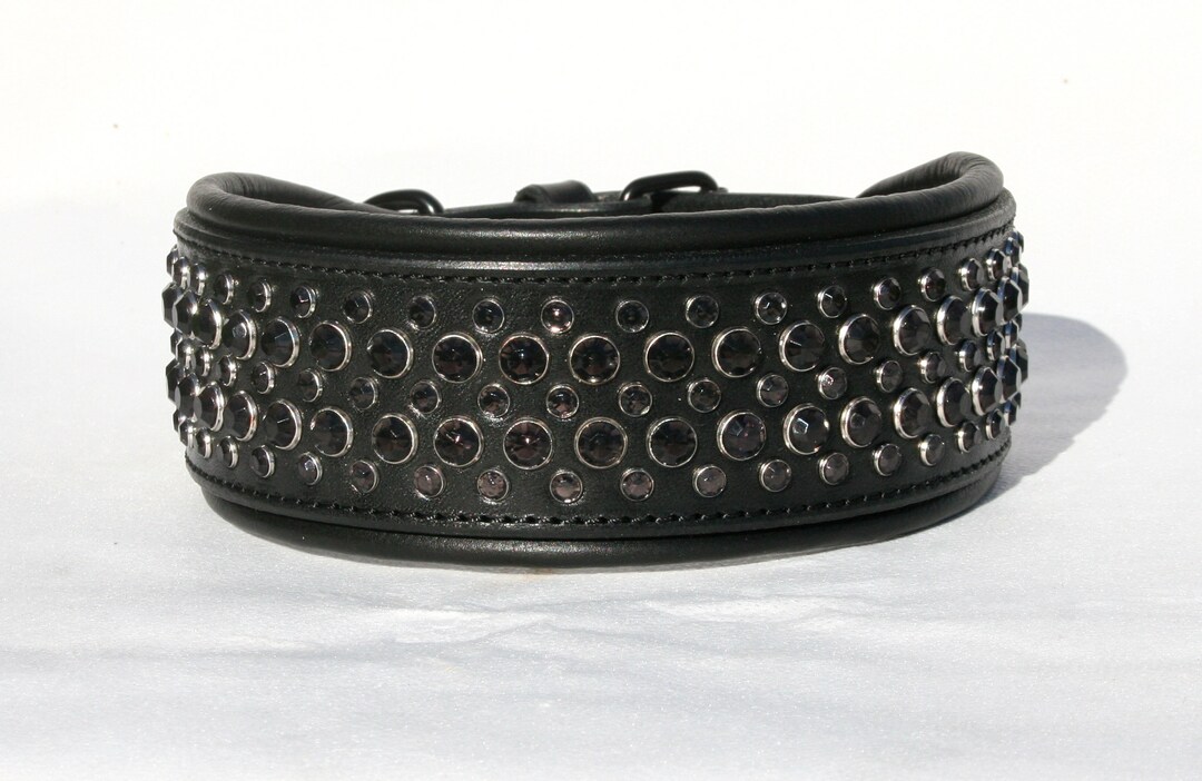 Leather Dog Collar, Decorated With Beautiful Rhinestones - Etsy