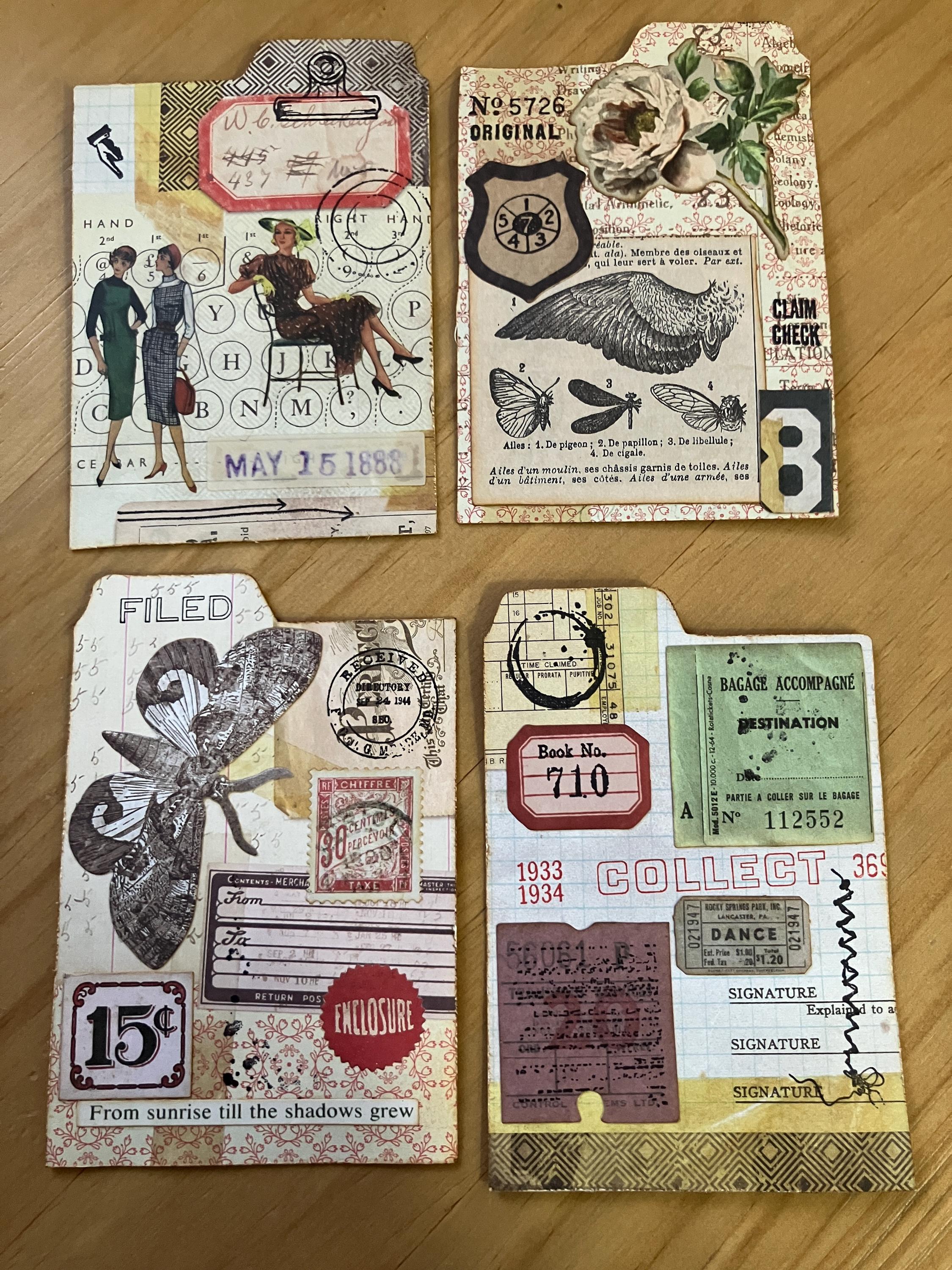 Handmade Double Sided File Cards Set of 4 for Junk Journals, Scrapbooks ...