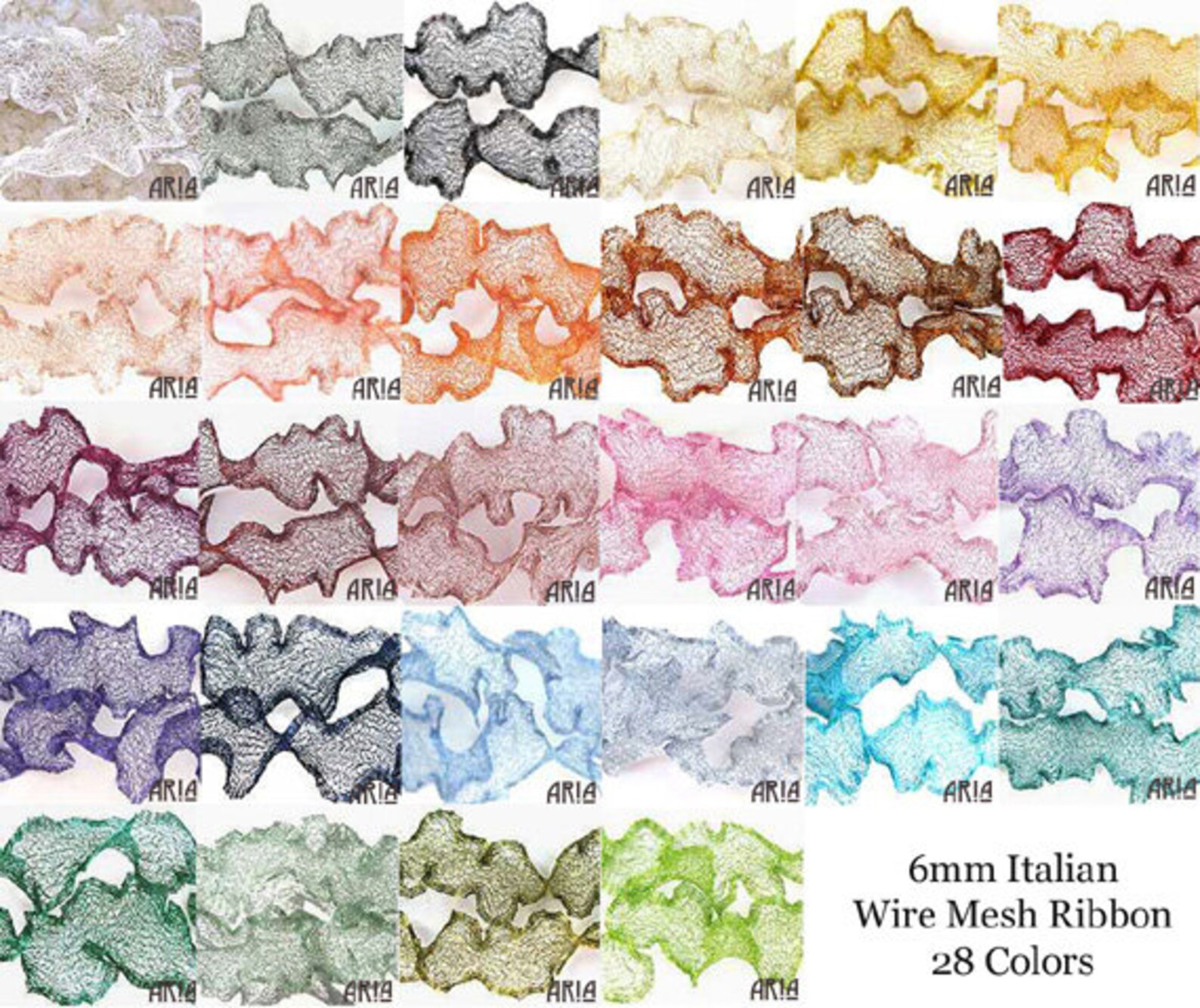 ITALIAN WIRE MESH: 6mm Rose Italian Wire Mesh Ribbon 1 Yard Length (3 ...