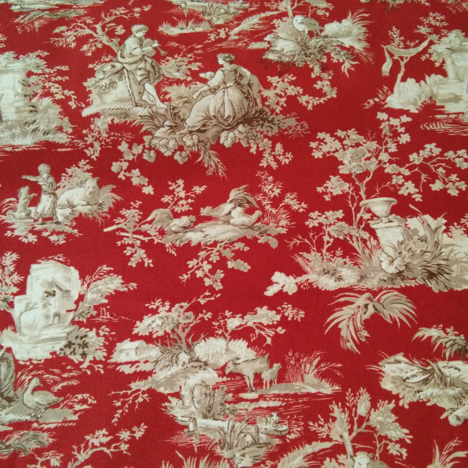 Upholstery Fabric Drapery Fabric Red French Toile Fabric - Etsy