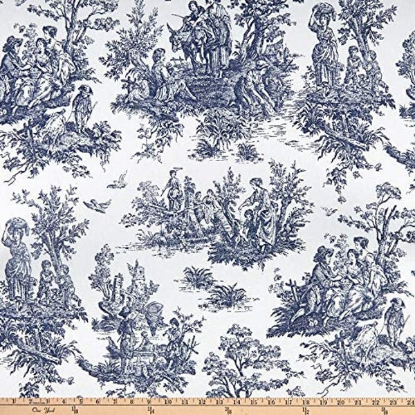 Blue Toile Fabric - Etsy