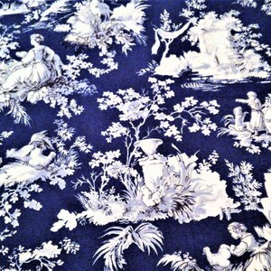 Upholstery Fabric, Drapery Fabric, Blue/white/taupe French Toile Fabric ...